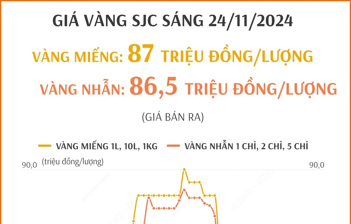 Sáng 24/11, vàng SJC tiếp tục tăng | baotintuc.vn