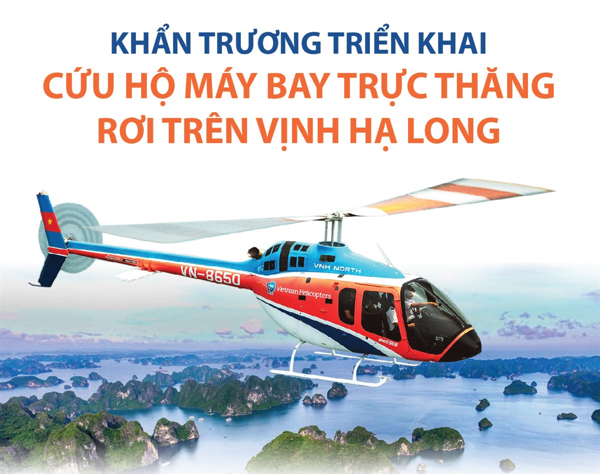Khẩn trương triển khai cứu hộ máy bay trực thăng rơi trên vịnh Hạ Long ...
