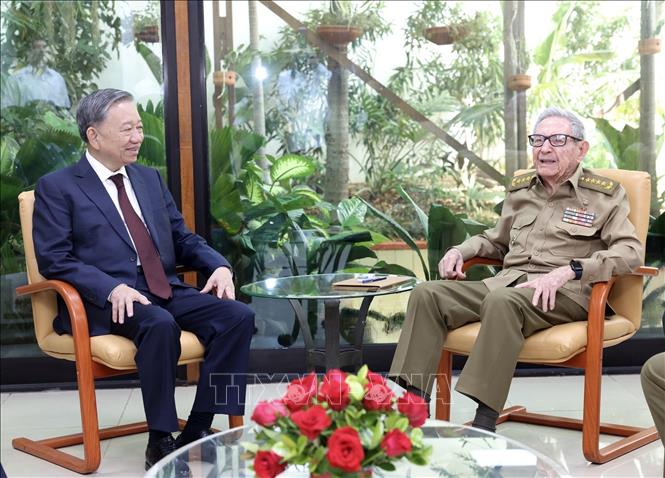 Tổng Bí thư, Chủ tịch nước chào Lãnh tụ Cách mạng Cuba, Đại tướng Raul Castro | baotintuc.vn