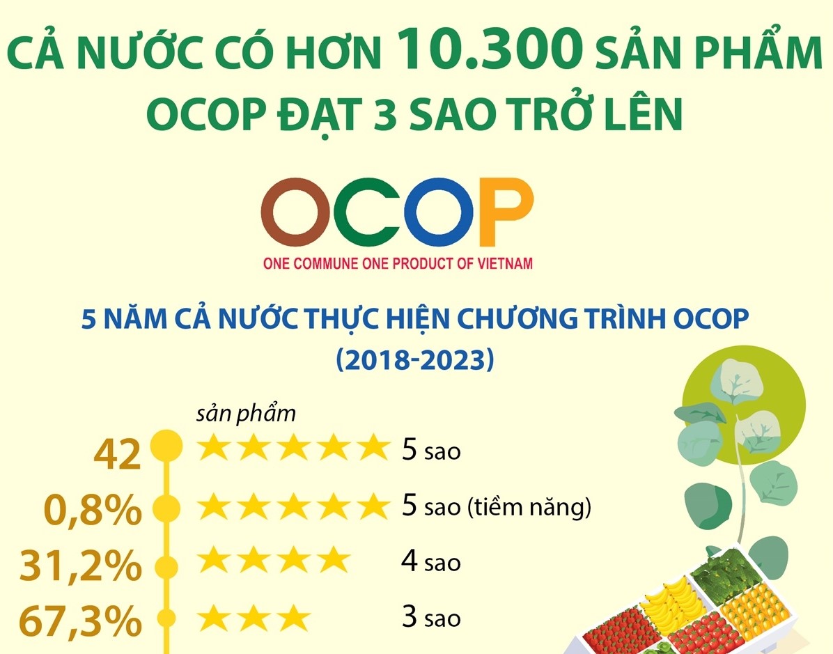 Giai đoạn 2018-2023: Cả nước có hơn 10.300 sản phẩm OCOP đạt 3 sao trở ...